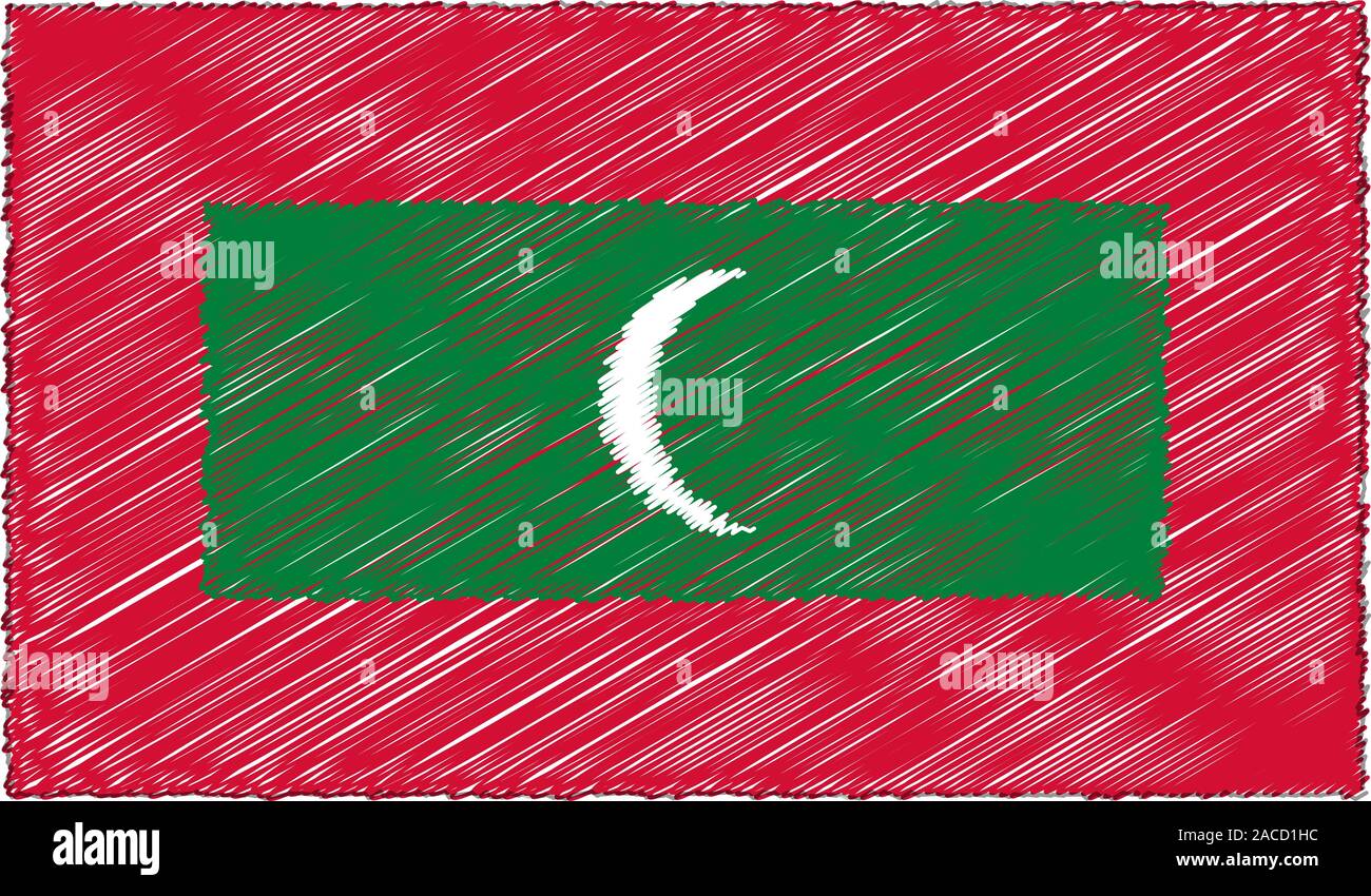 Vector Drawing of Sketch Style Maldives Flag Stock Vector Image & Art ...