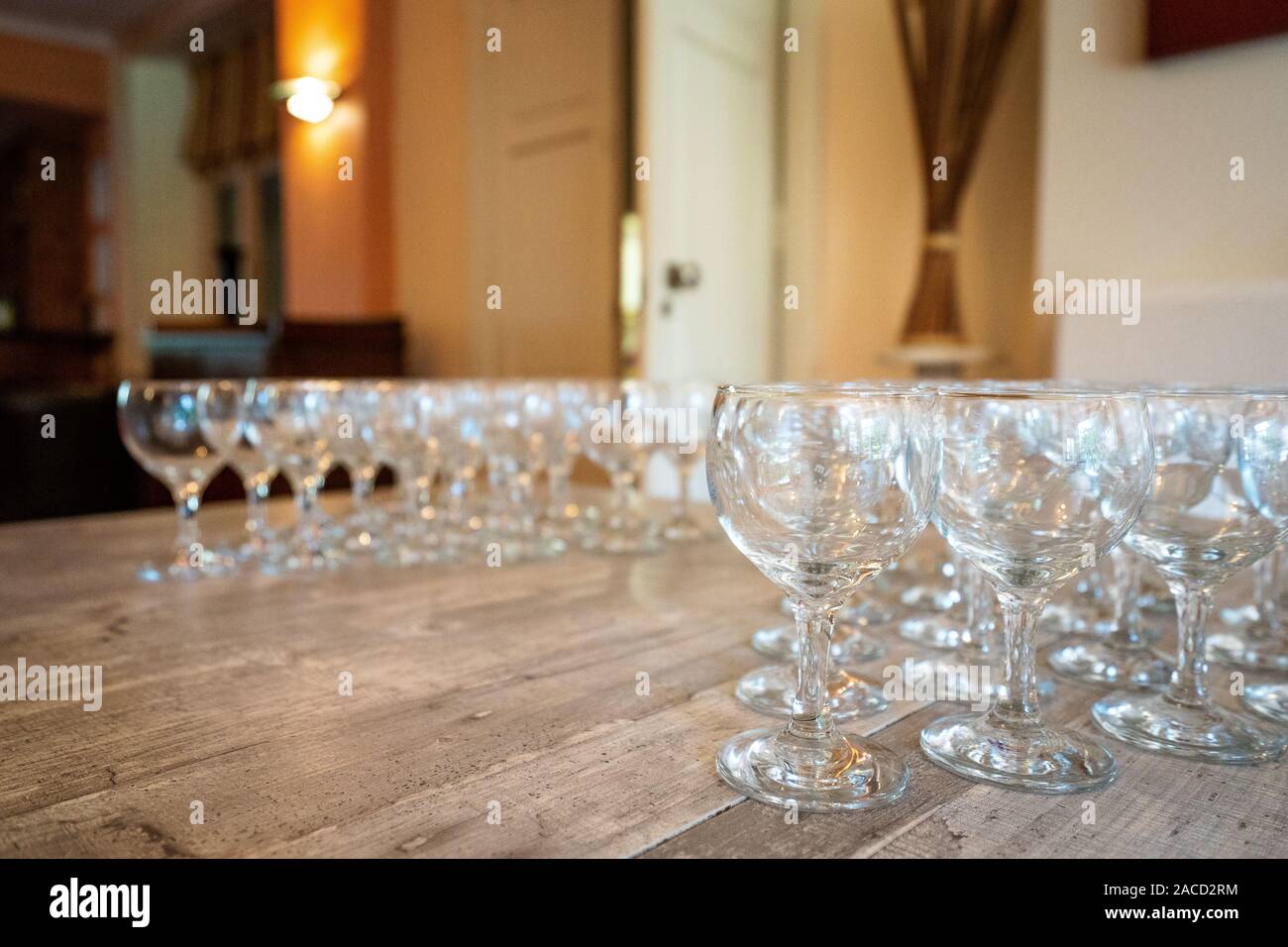 Glasses ready for guests, the Manor Hotel and Guest House, Cheadle ...