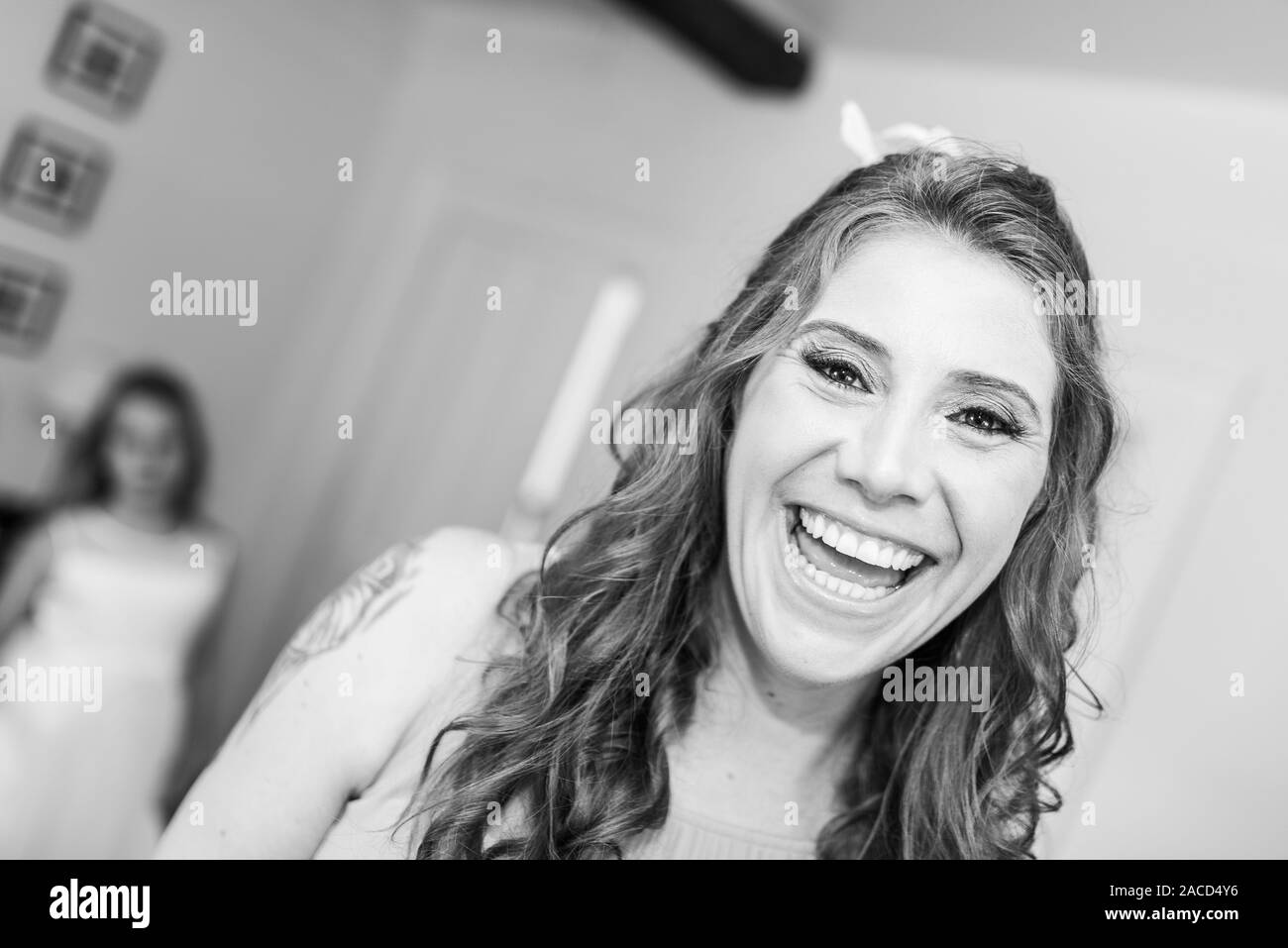 A gorgeous bride getting ready for her special day, bridal preparation ...