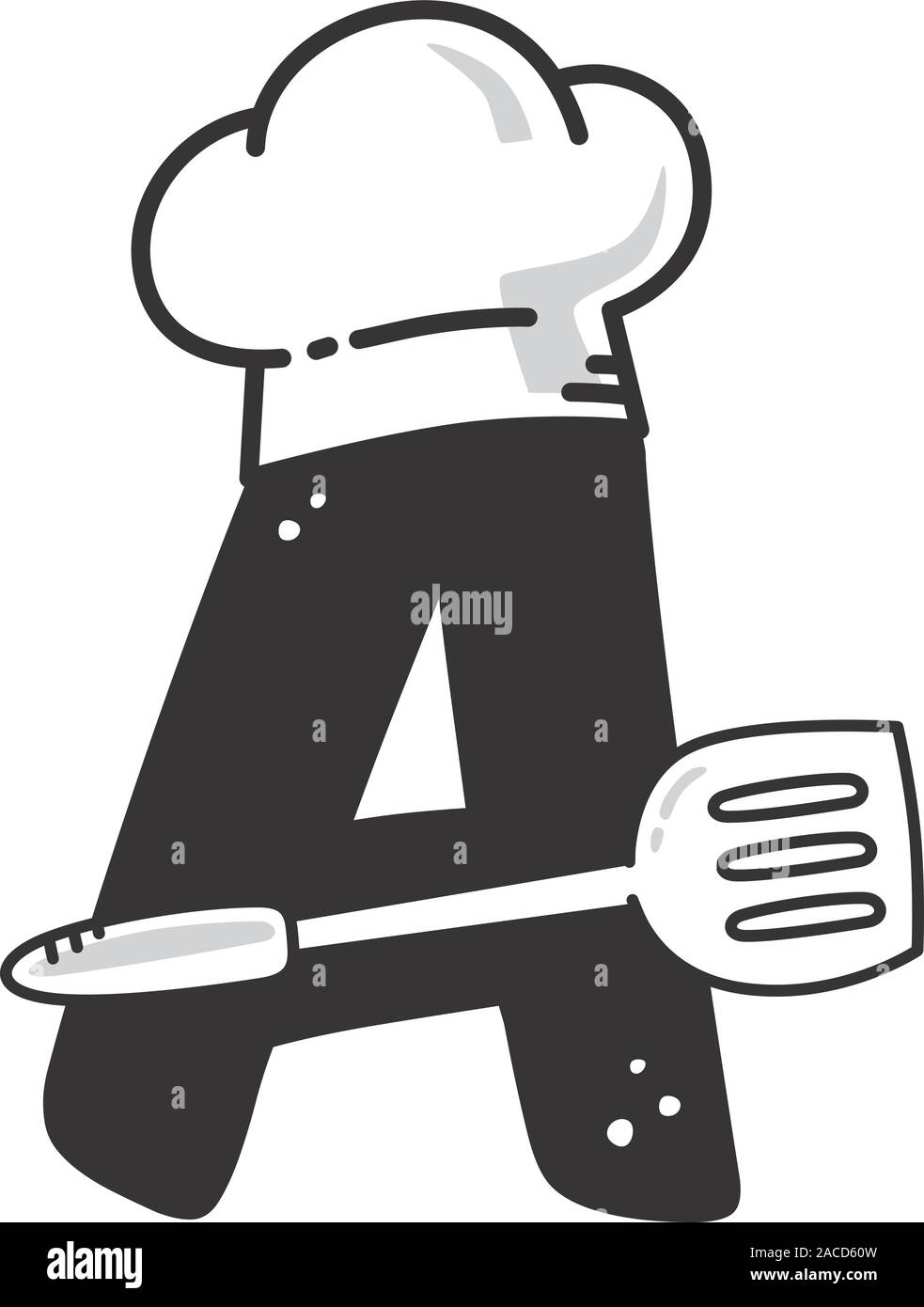 alphabet initial chef hat with spatula restaurant theme logo vector ...
