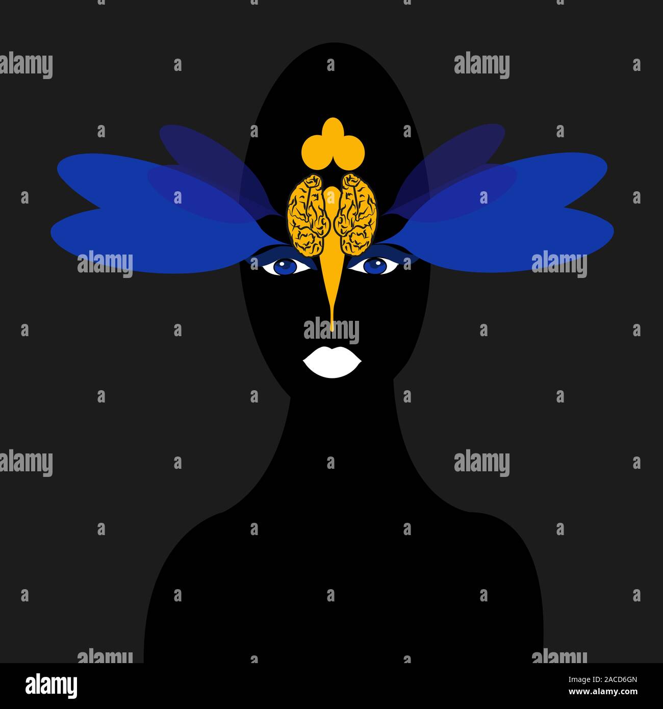 illustration of an alien thinking Stock Photo - Alamy