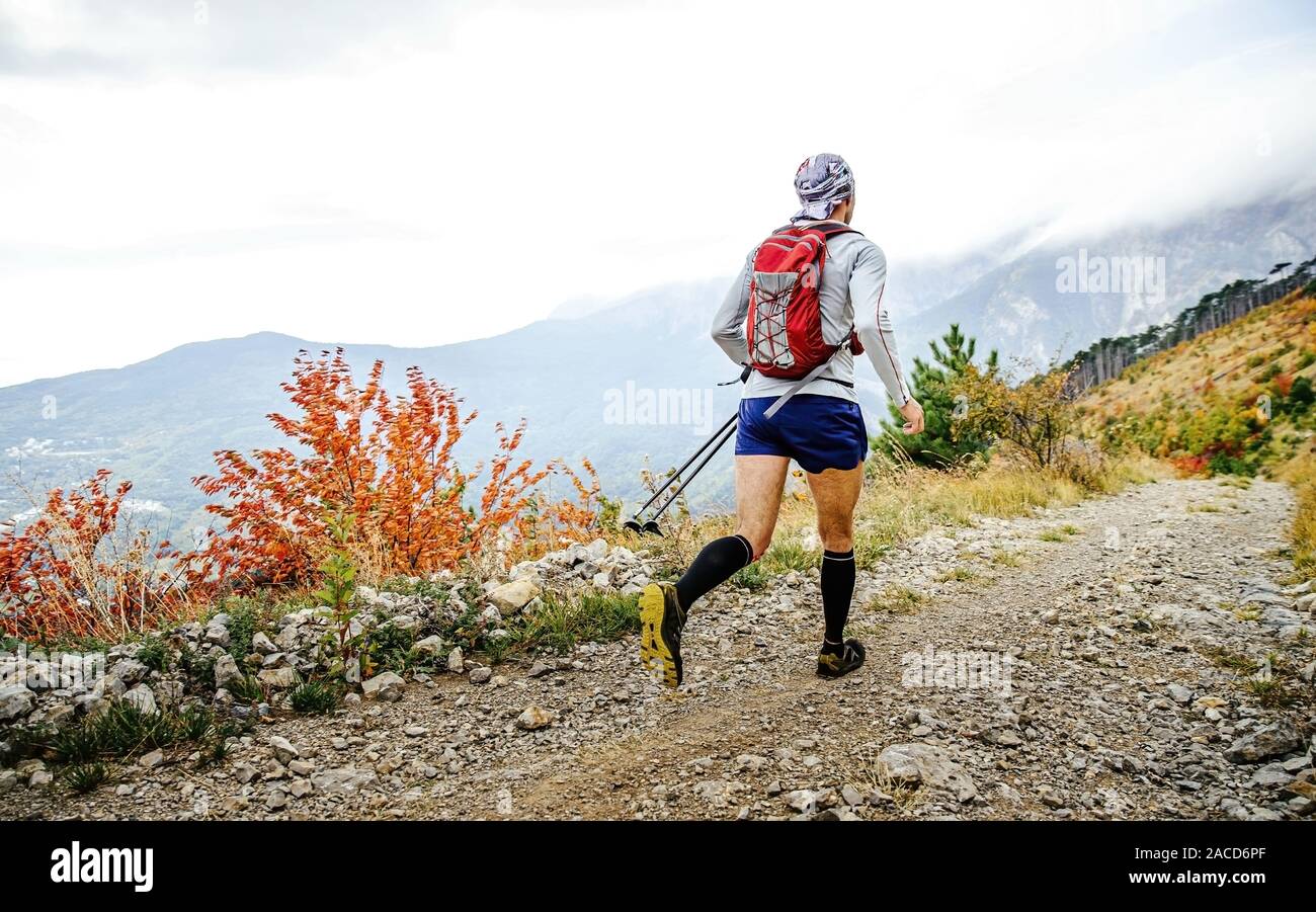back male runner run ultra trail marathon Stock Photo - Alamy