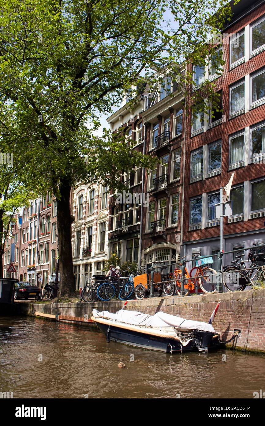 View of canal, trees, historical and traditional buildings showing ...