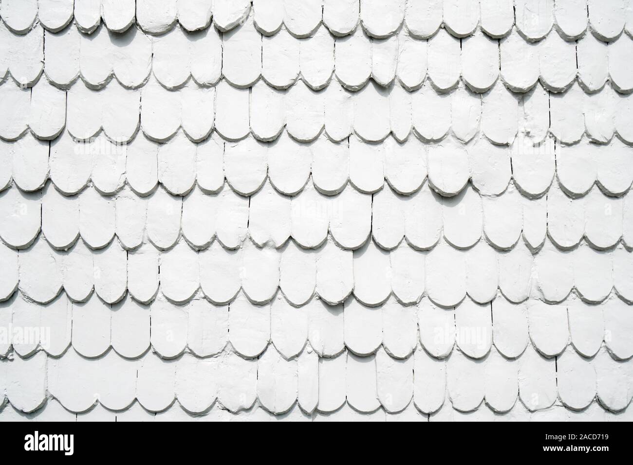 old wooden shingles siding painted white - background texture pattern ...
