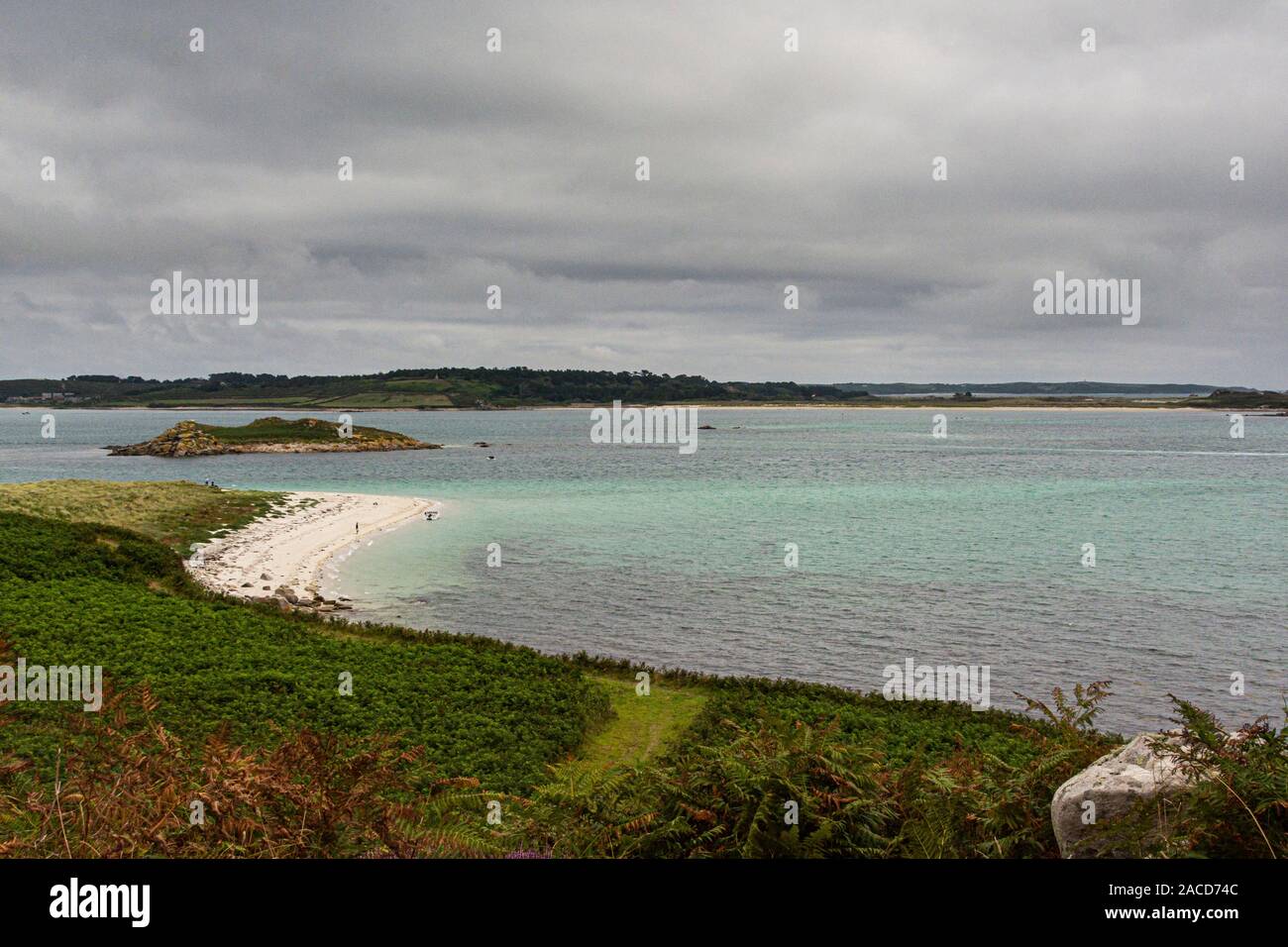 Tresco seen from Samson, Isles of Scilly Stock Photo - Alamy