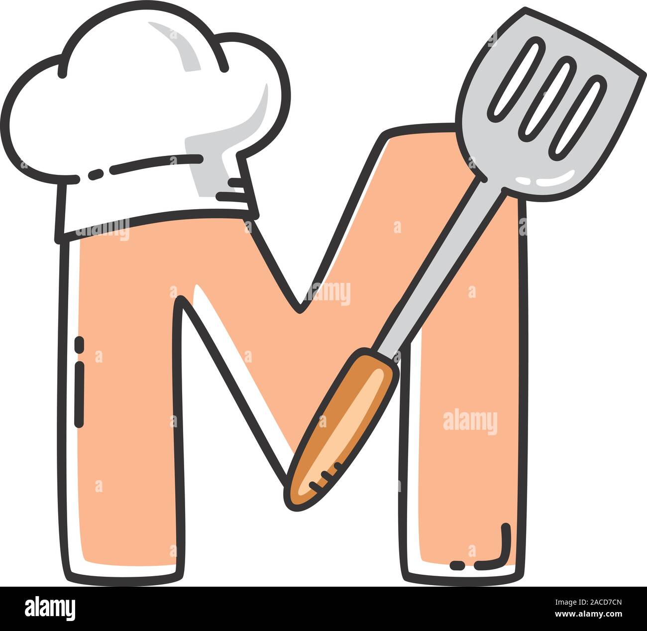 alphabet initial chef hat with spatula restaurant theme logo vector ...
