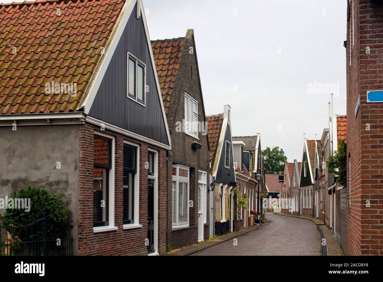 View of historical, traditional and typical houses in Edam. It is a ...