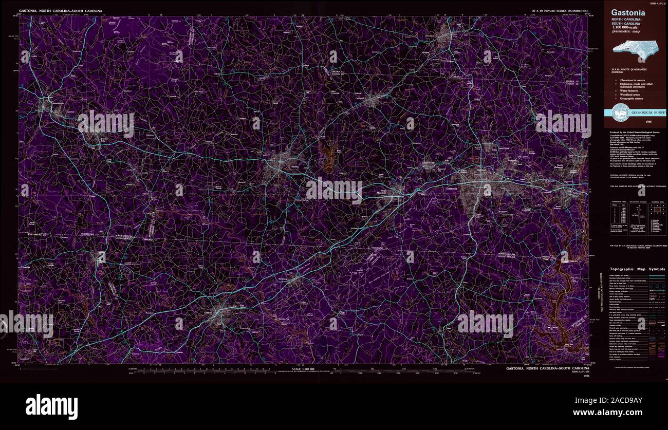 Gastonia map hi-res stock photography and images - Alamy