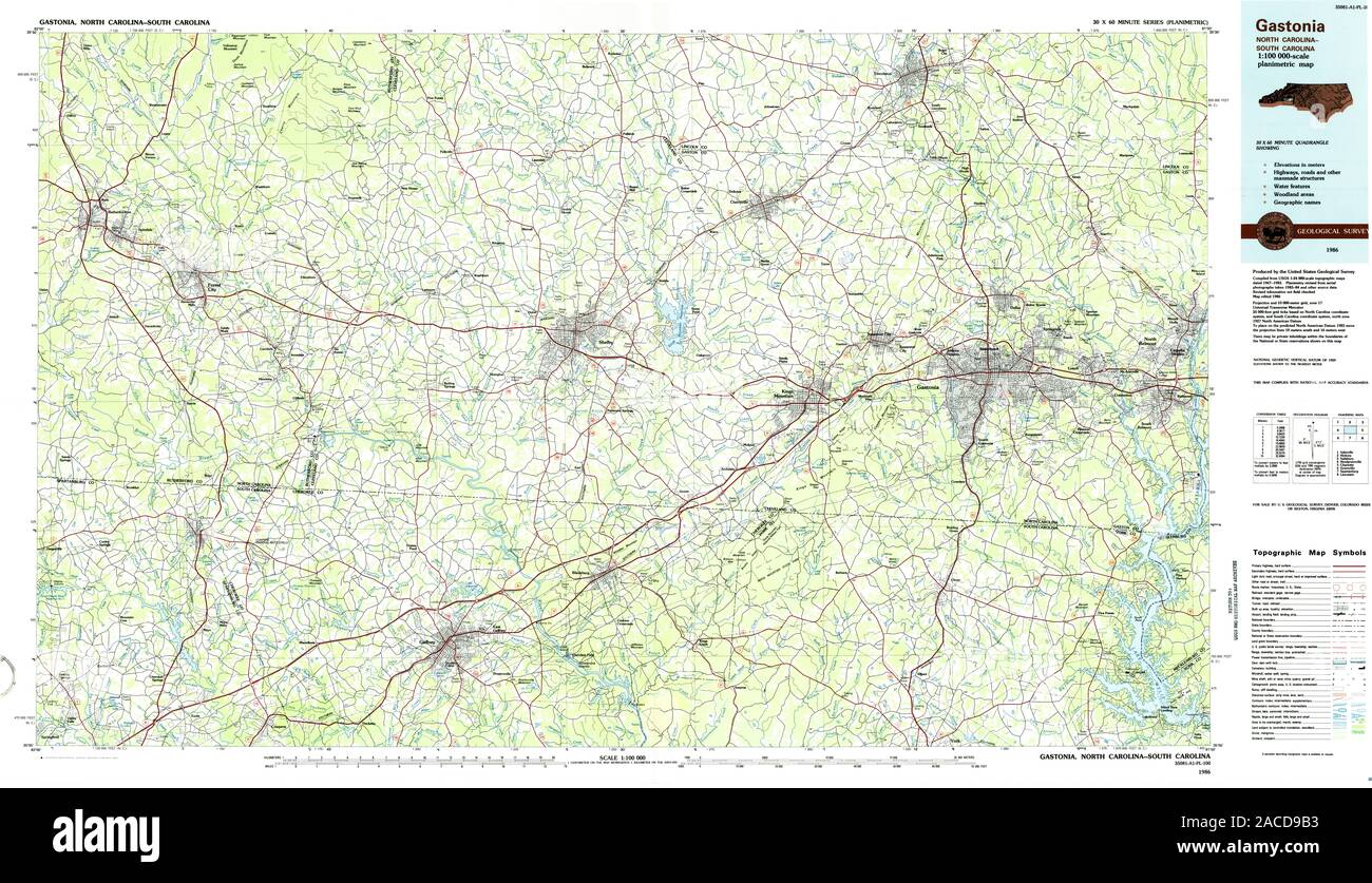 Gastonia map hi-res stock photography and images - Alamy