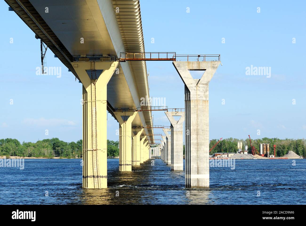 Construction of a new bridge over the river Volga, Russia Stock Photo ...