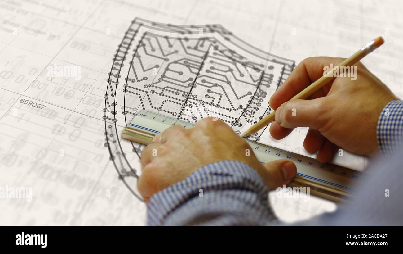 Cyber security with shield symbol project creating. Abstract concept of ...