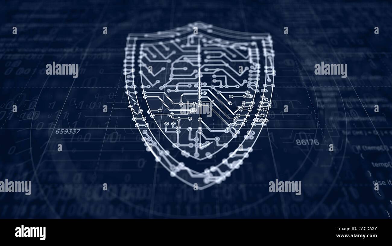 Cyber security with shield symbol project creating. Abstract concept of ...