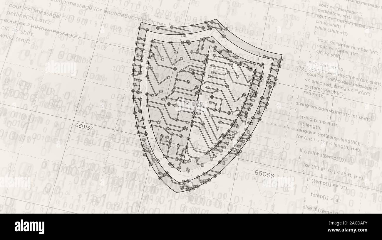 Cyber security with shield symbol project creating. Abstract concept of ...