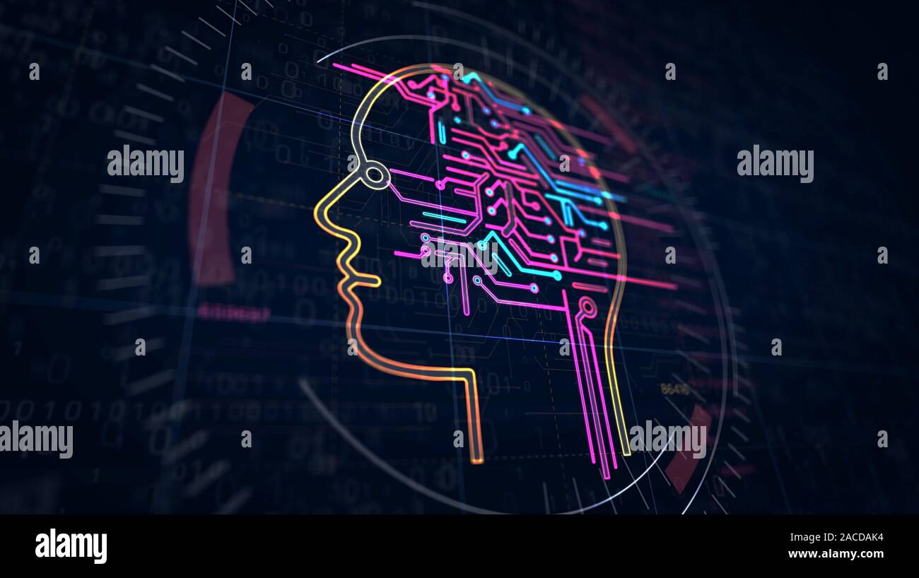 Artificial Intelligence project creating. Abstract concept of cyber ...