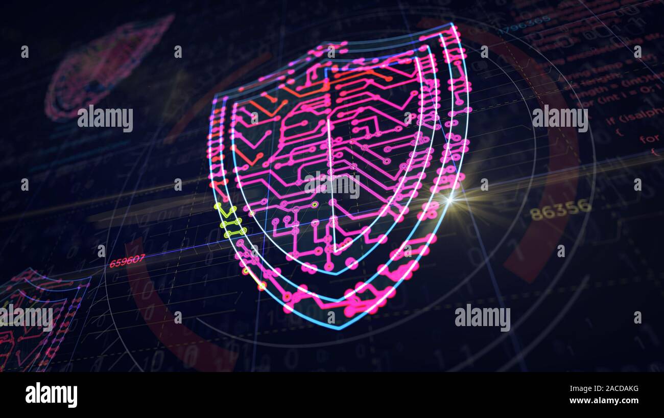 Cyber security with shield symbol project creating. Abstract concept of ...