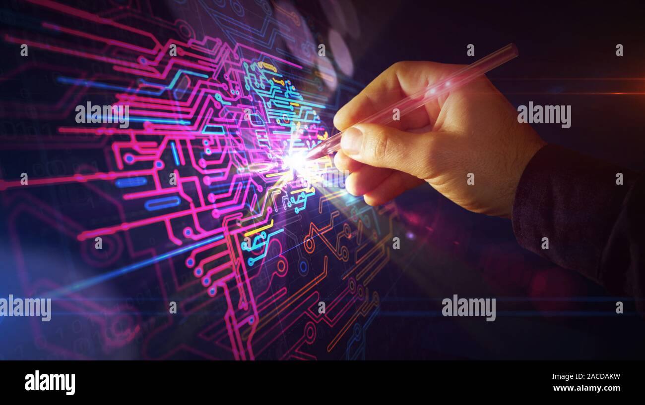 Cybernetic Brain Project Creating Abstract Concept Of Cyber Technology Machine And Deep