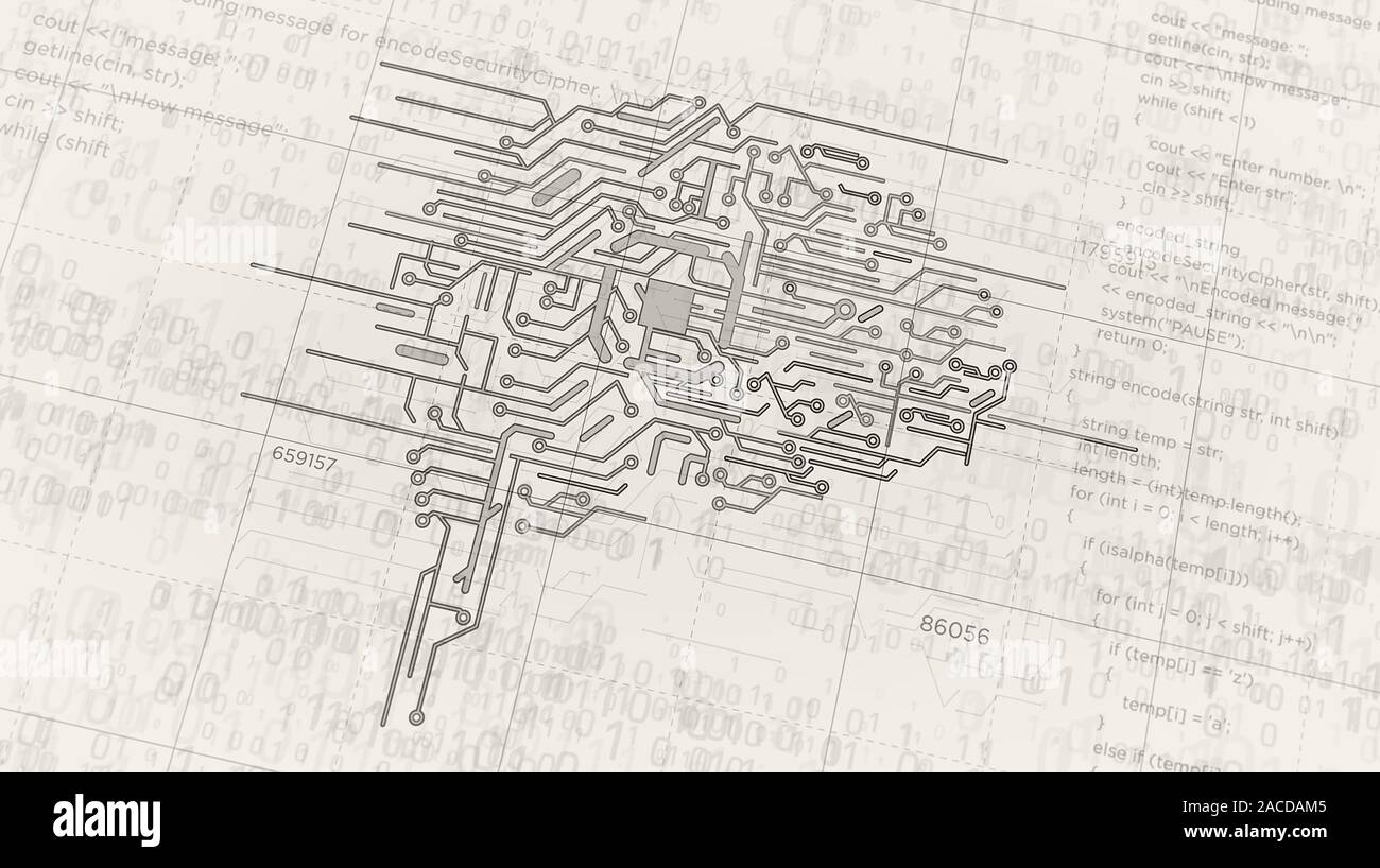 Cybernetic Brain Project Creating Abstract Concept Of Cyber Technology Machine And Deep