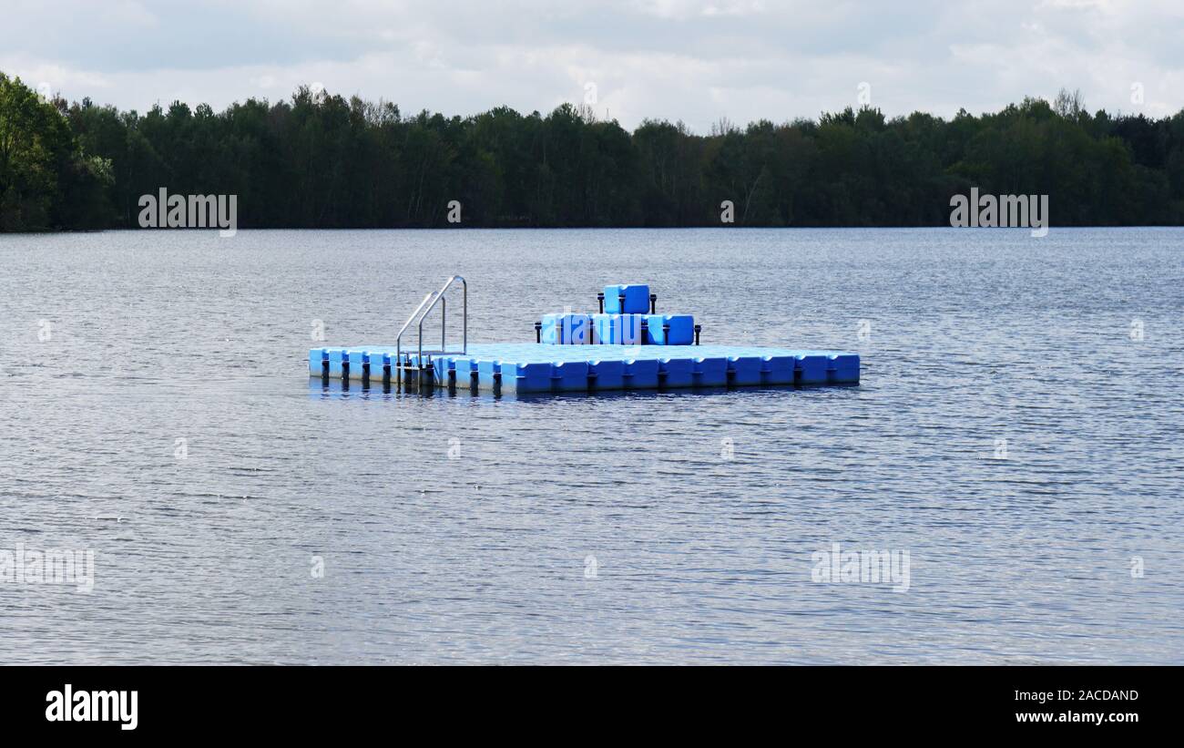 swim or swimming platform floating on bathing lake Stock Photo - Alamy