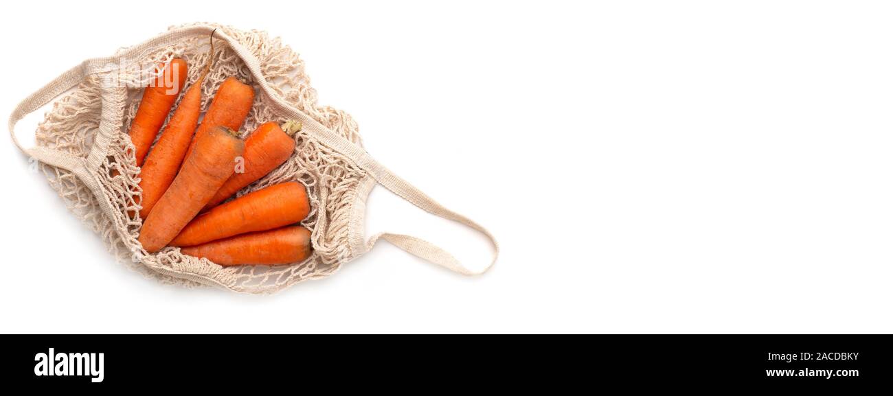 Organic carrots inside ecology clean net bag isolated on white Stock ...