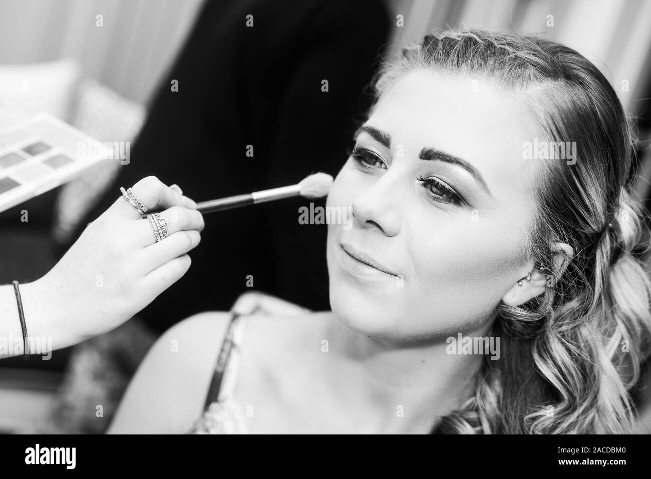 Female getting hair done in salon hi-res stock photography and images ...