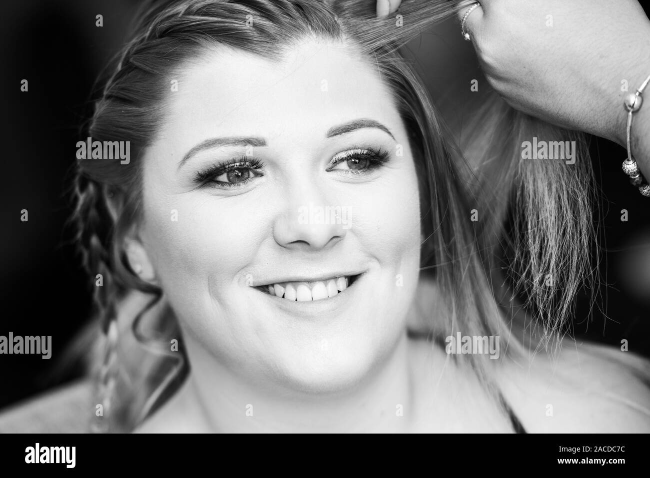 A gorgeous bride getting ready for her special day, bridal preparation ...