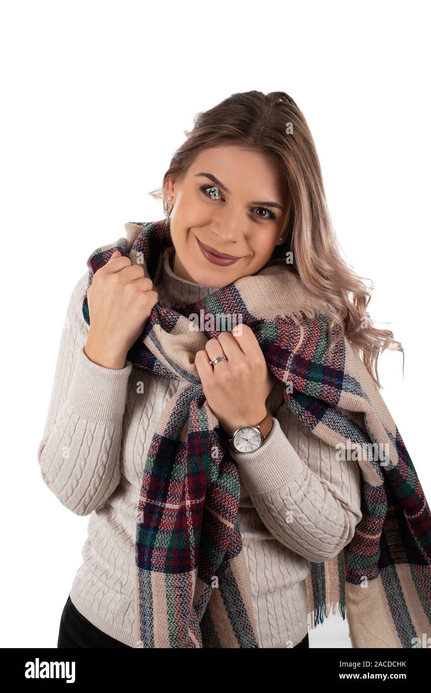 Trendy woman wrapped up hi-res stock photography and images - Alamy