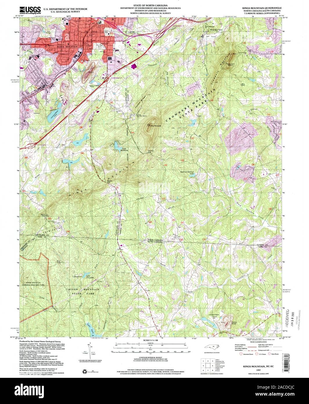 Map of kings mountain hi-res stock photography and images - Alamy