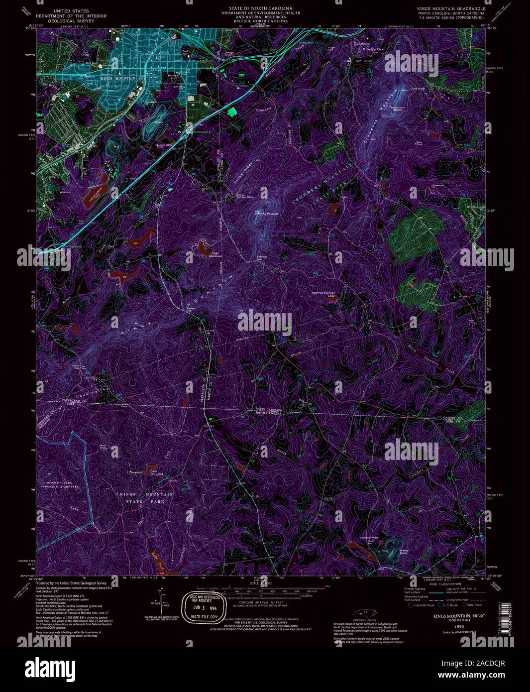 Map of kings mountain hi-res stock photography and images - Alamy