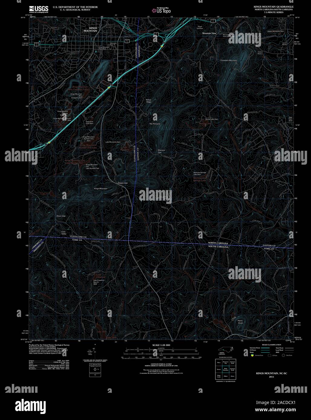 Map of kings mountain hi-res stock photography and images - Alamy