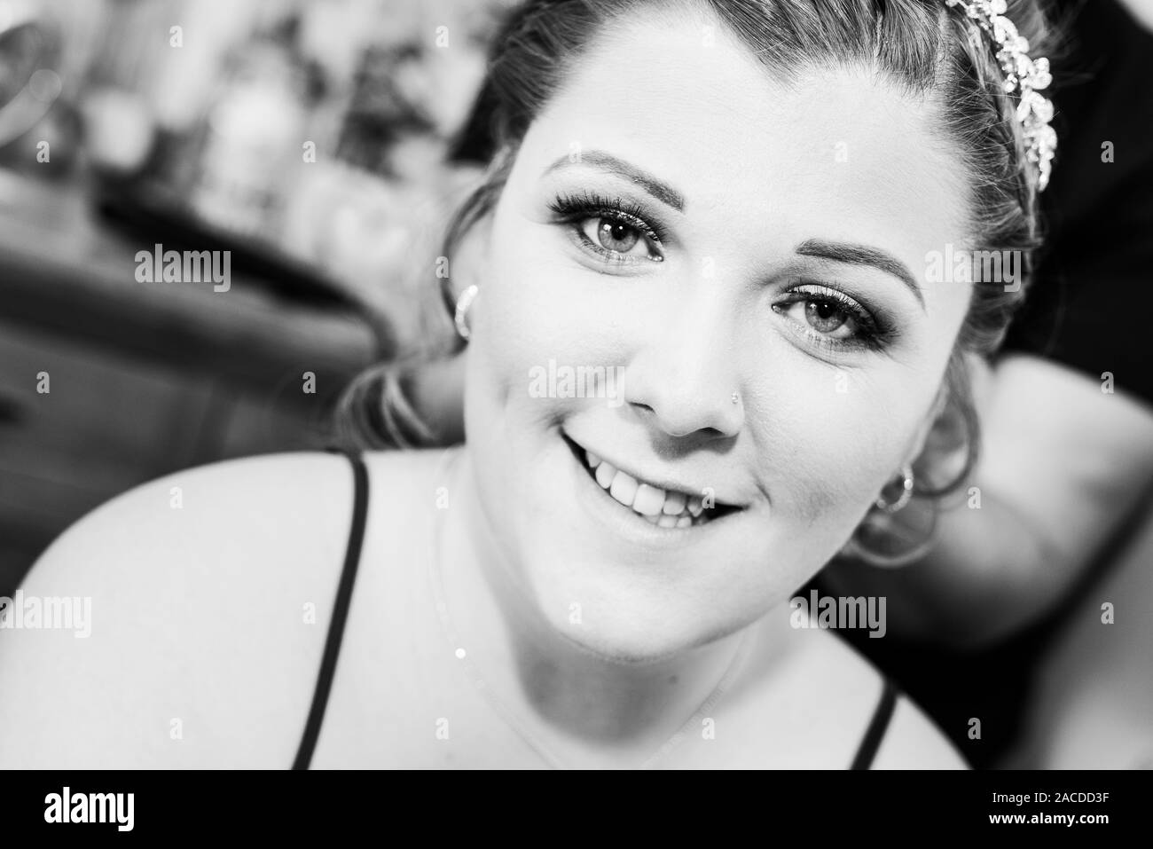 A gorgeous bride getting ready for her special day, bridal preparation ...