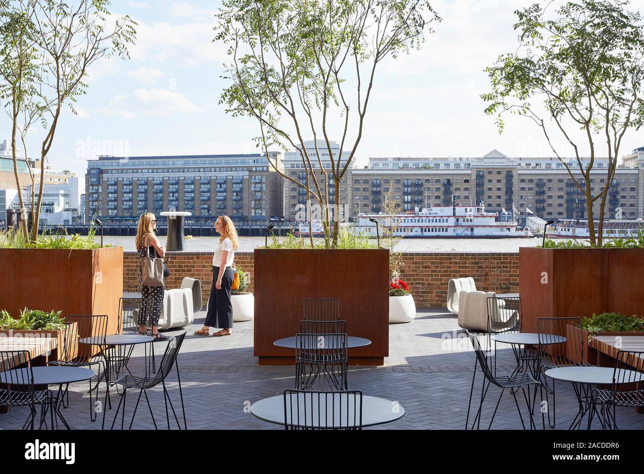 Riverside terrace with Southwark context view. Devon House, London ...