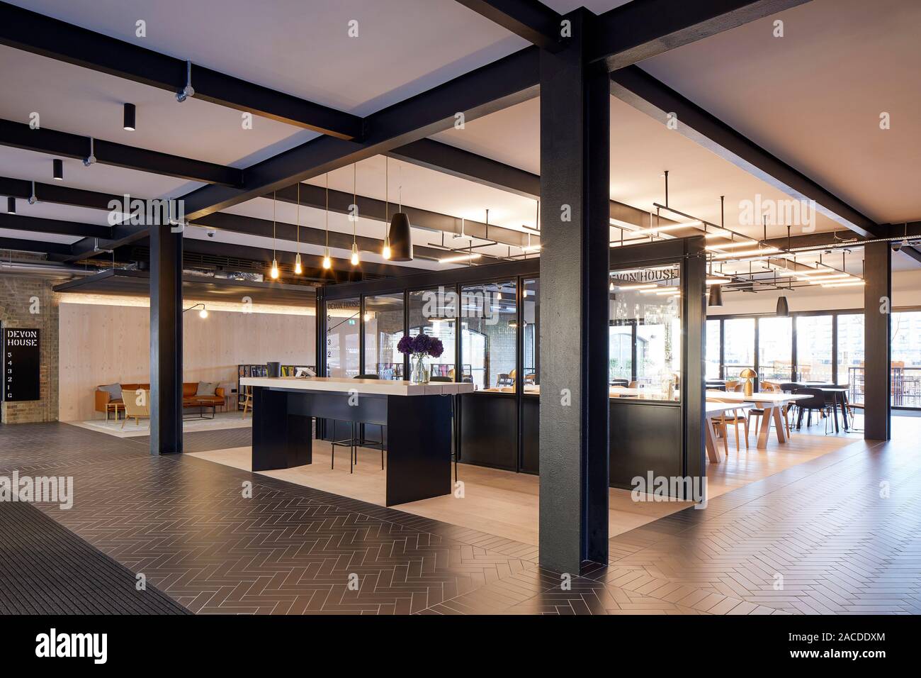 Informal meeting areas with communal tables. Devon House, London ...