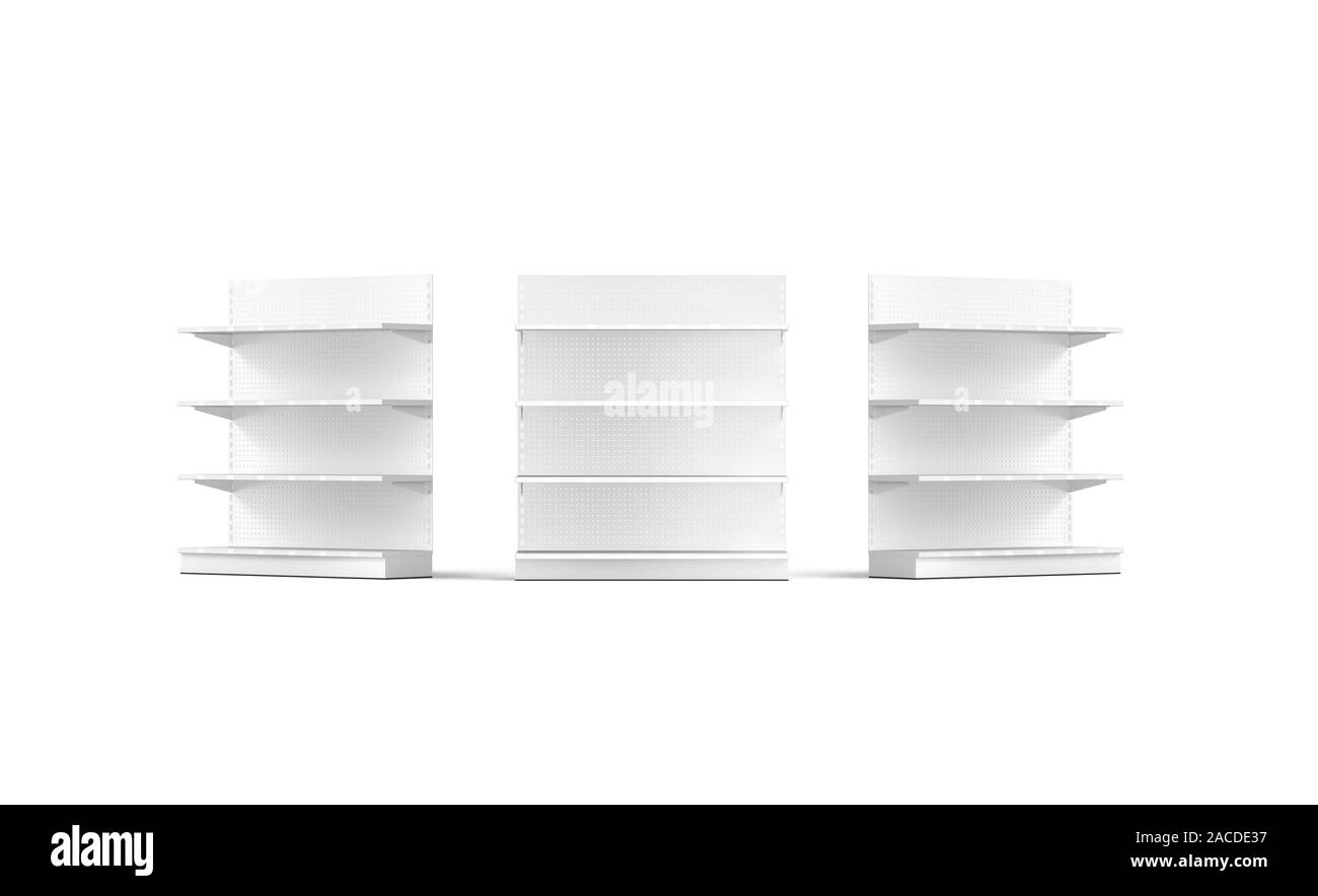 Blank white showcase shelves mock up, isolated Stock Photo - Alamy