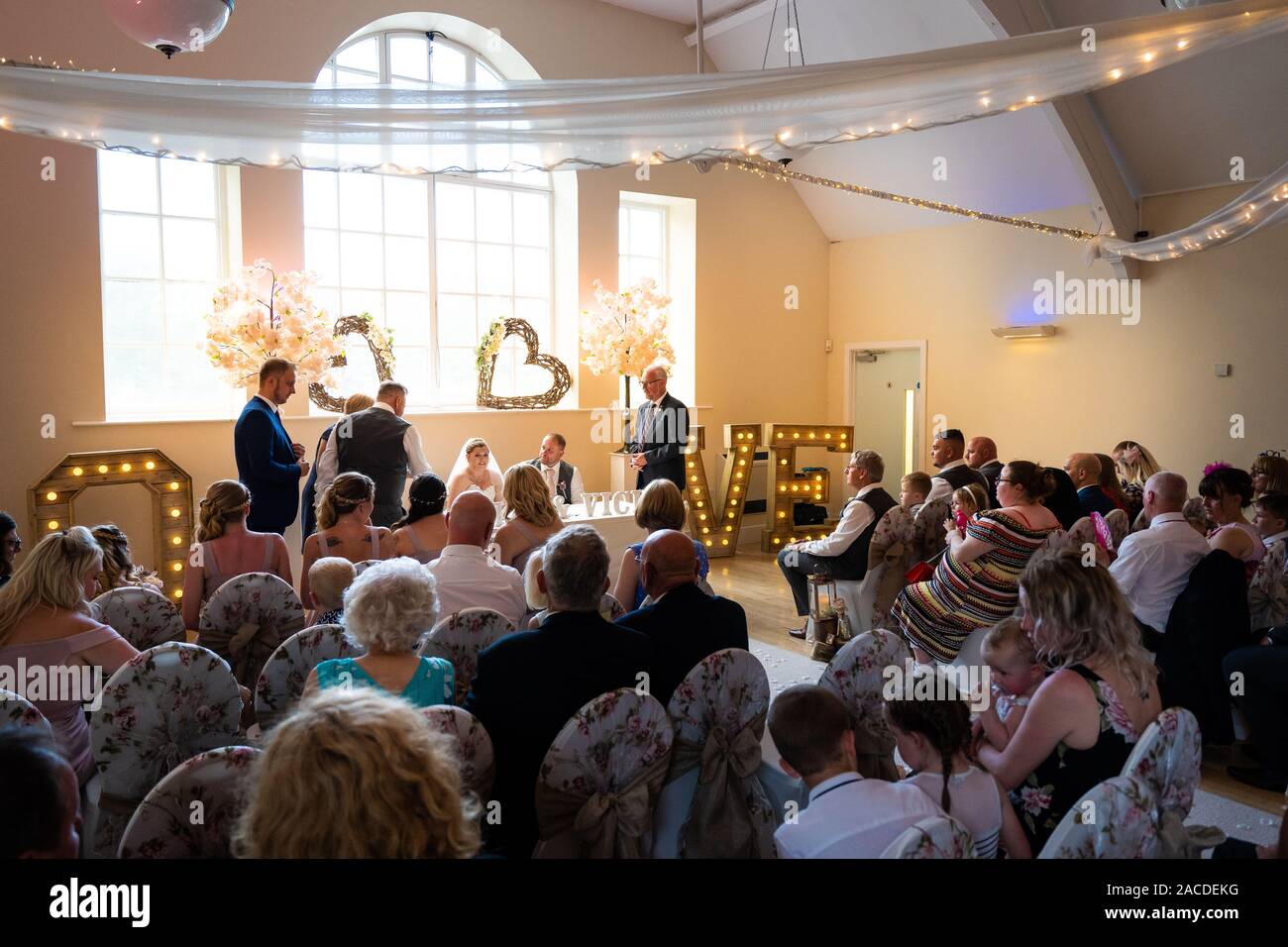 A tradition English indoor wedding ceremony at Floral Hall, Tunstall ...