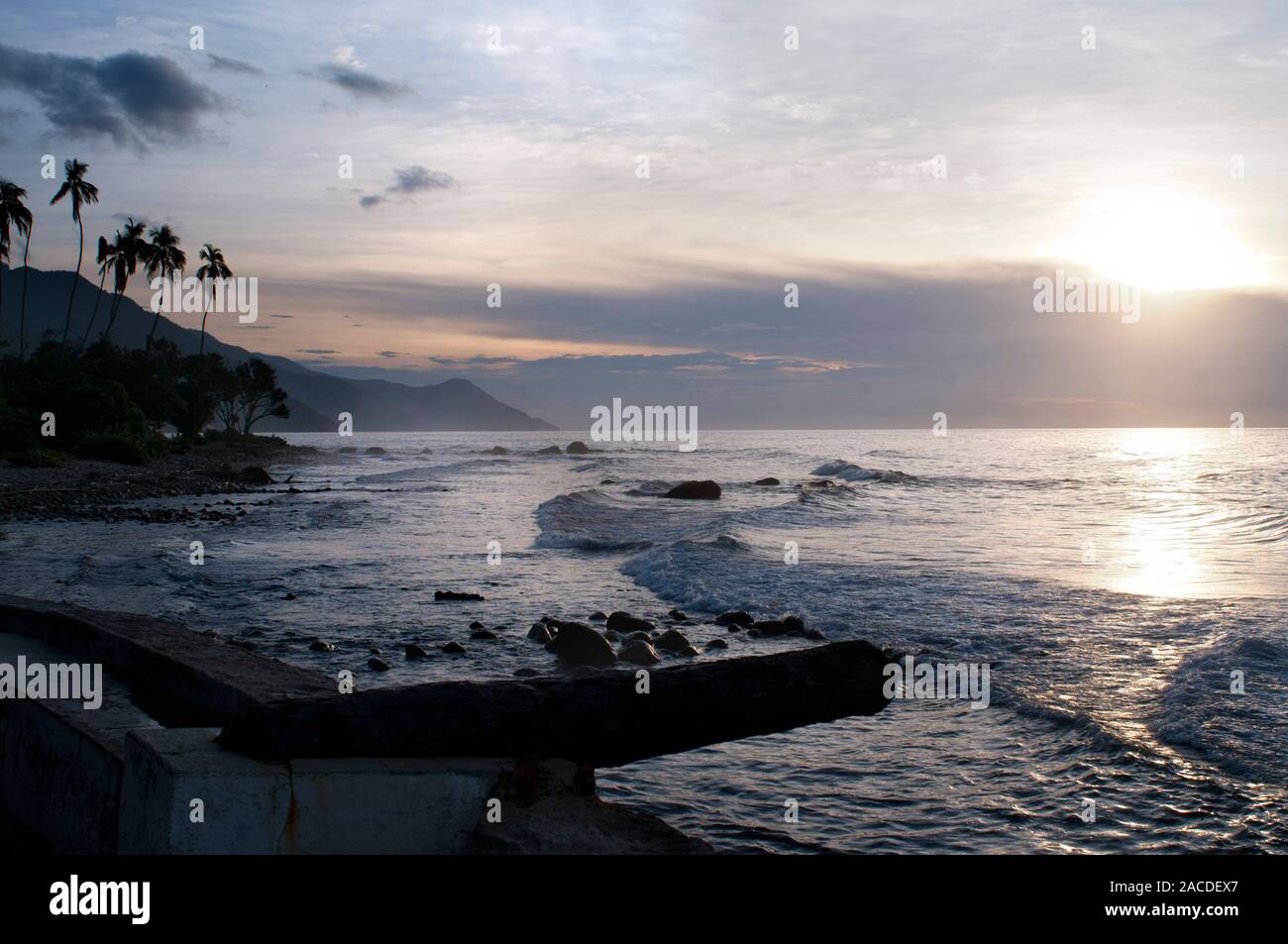 Malecon and cannon in Choroni beach in Falcon state in Venezuela ...