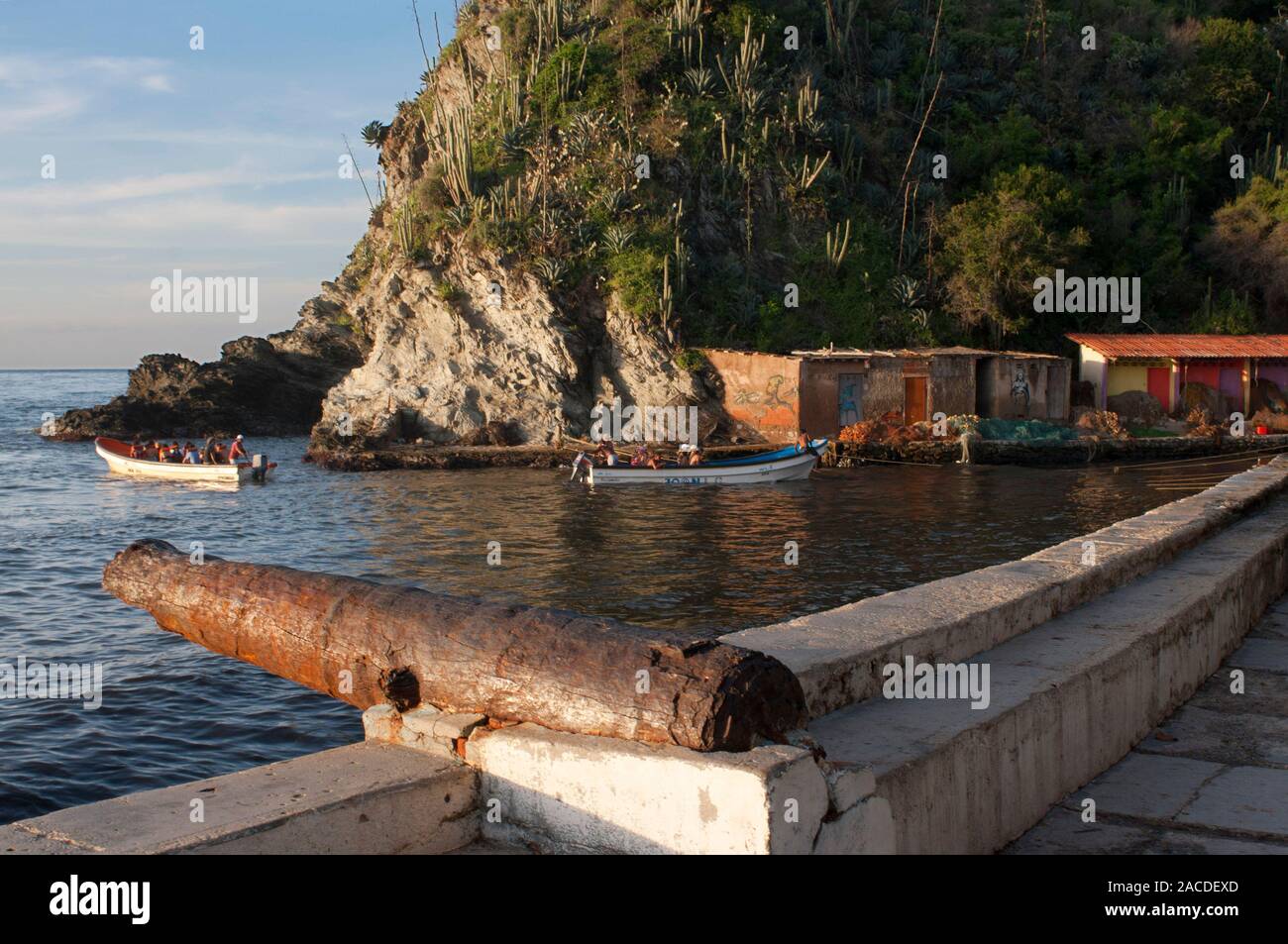 Malecon and cannon in Choroni beach in Falcon state in Venezuela ...