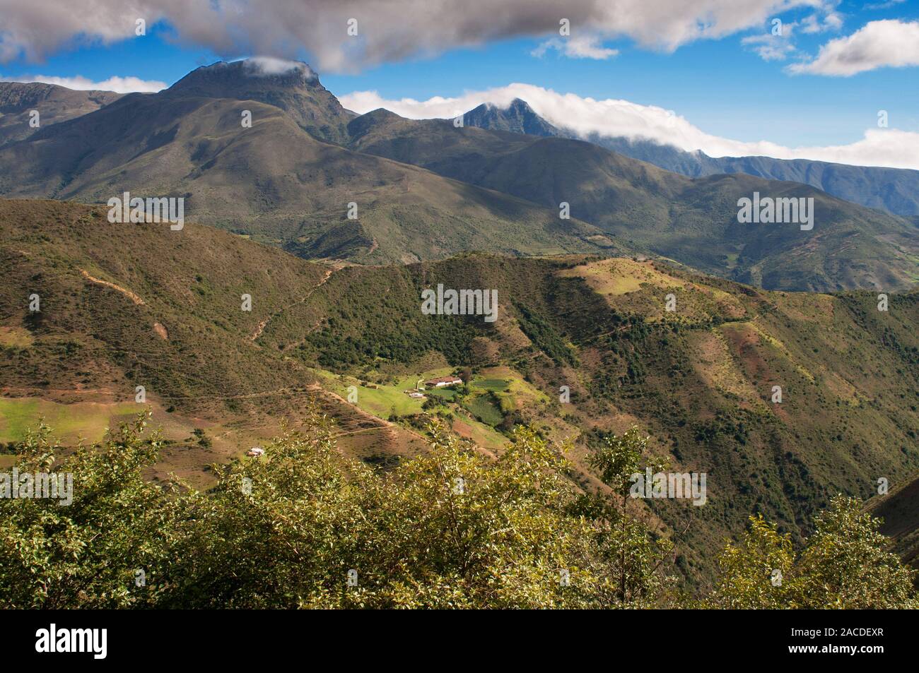 Landscape near Los Nevados village in andean cordillera Merida state ...