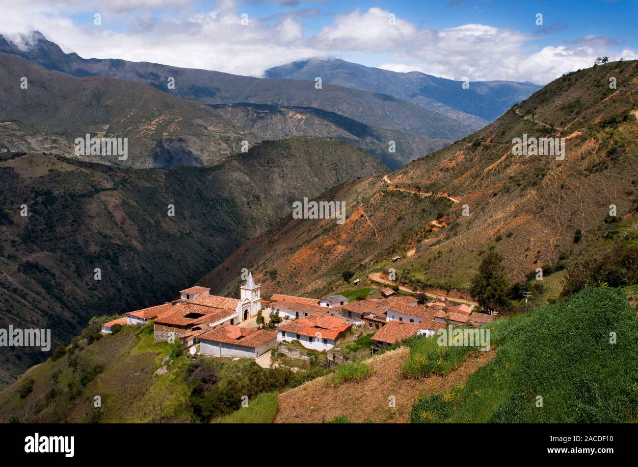 Los Nevados village in andean cordillera Merida state Venezuela. Los ...