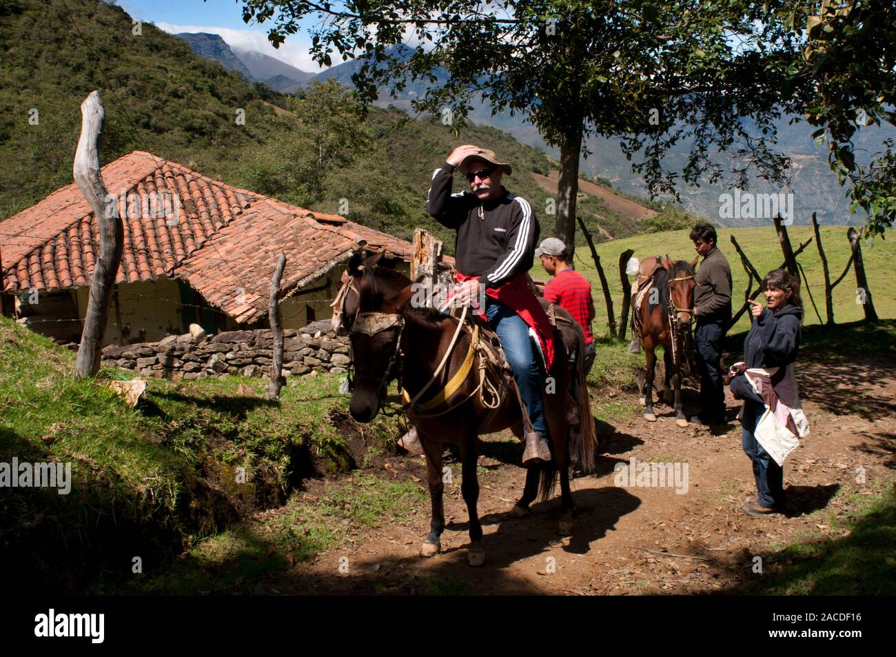 Horse ride in Los Nevados village in andean cordillera Merida state ...