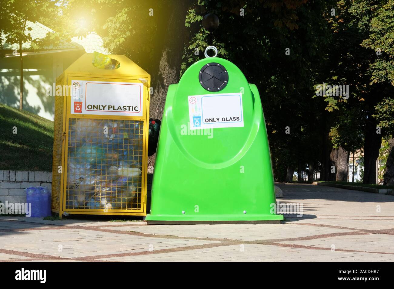 Separate garbage collection. Waste recycling in city concept ...