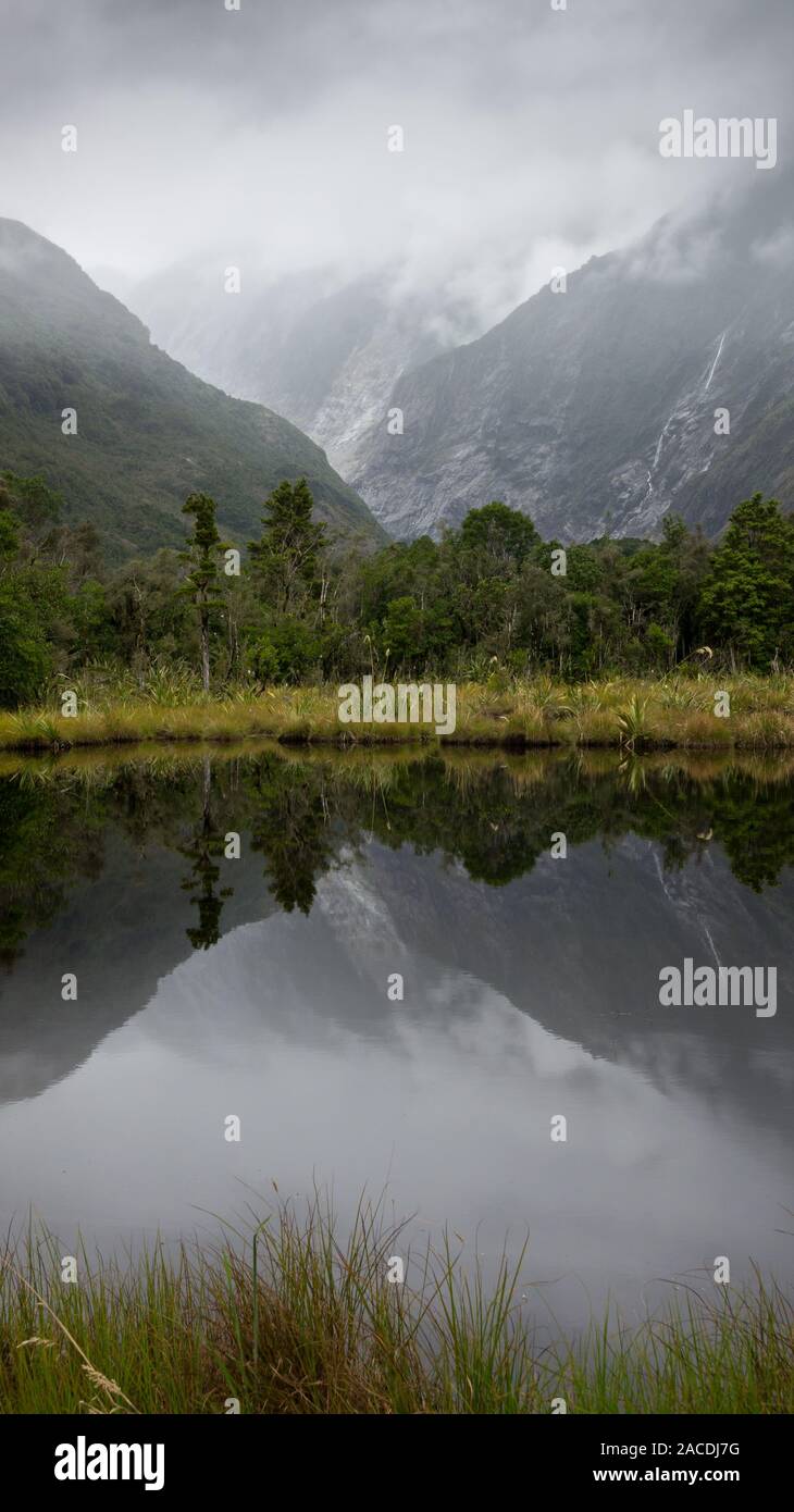 Mirror lake view infront of Fox Glacier New Zealand Stock Photo - Alamy