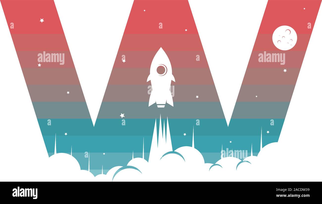 alphabet initial logo sign logotype space rocket vector art Stock ...