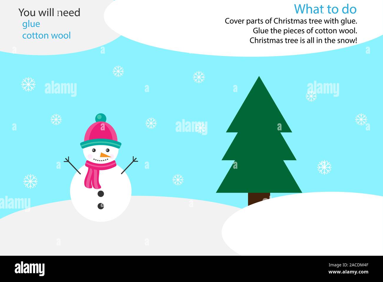 Xmas winter craft activity, snow and tree, education game for ...