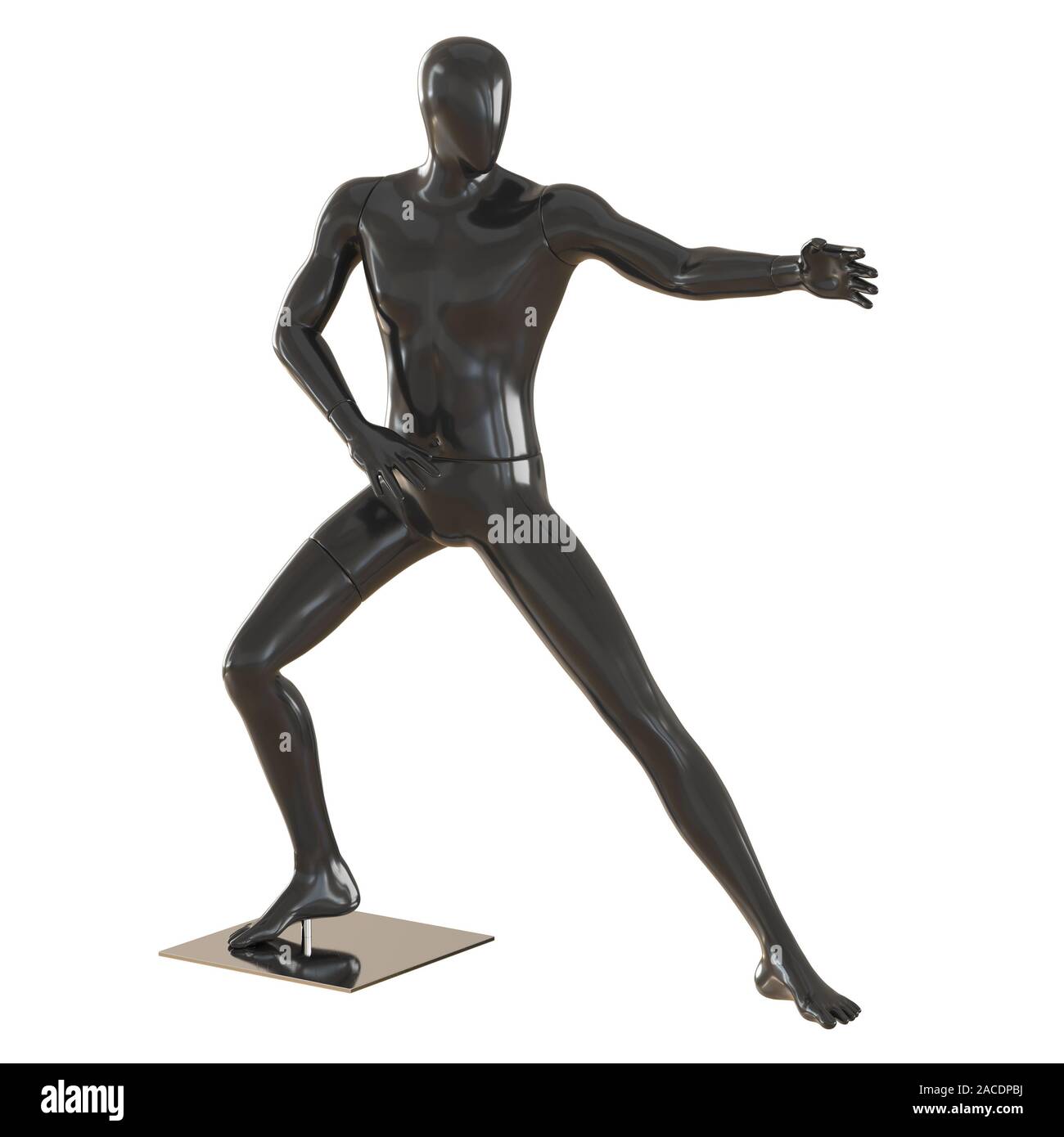 A black faceless mannequin stands in pose as in martial arts. 3D ...