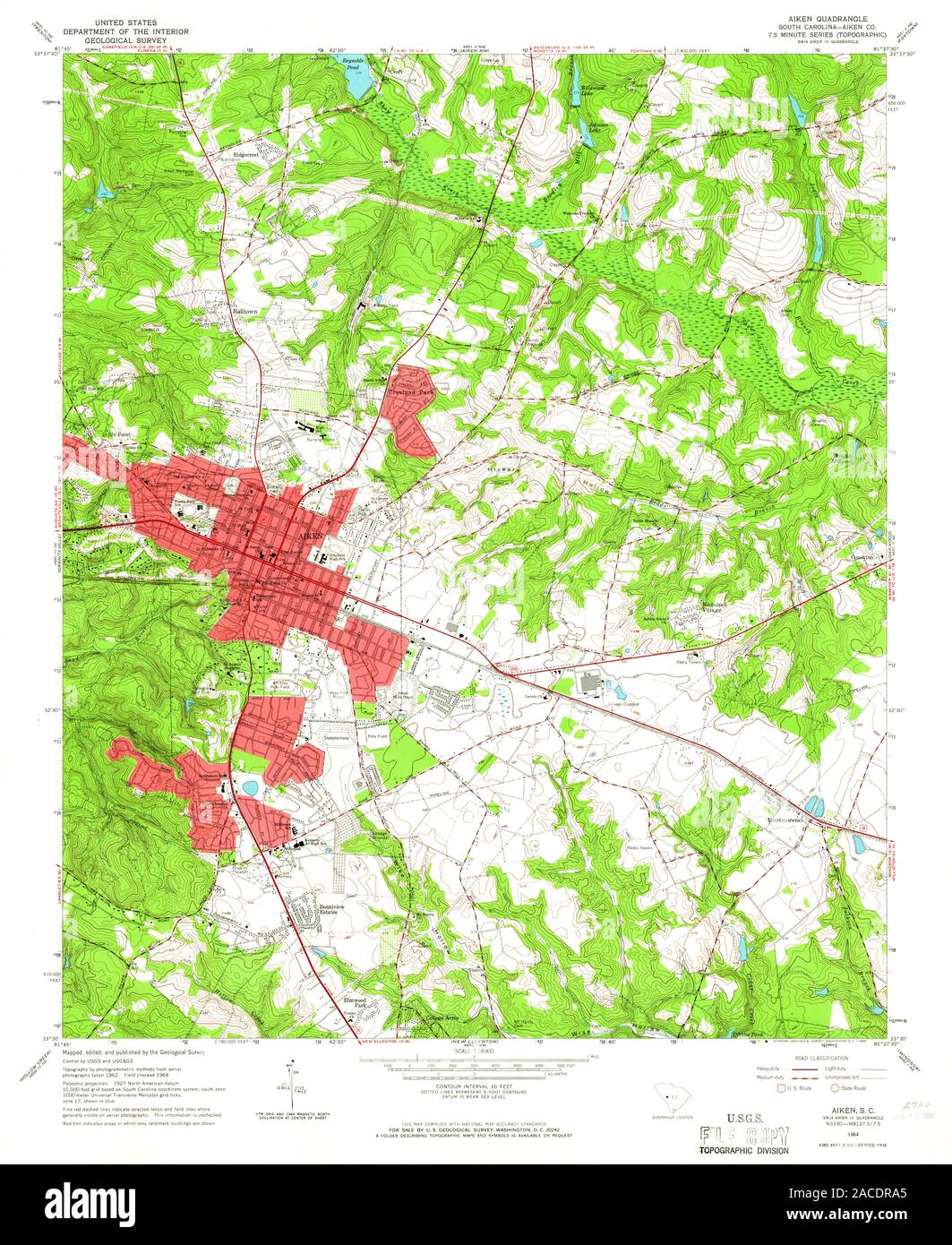 USGS TOPO Map South Carolina SC Aiken 260701 1964 24000 Restoration ...