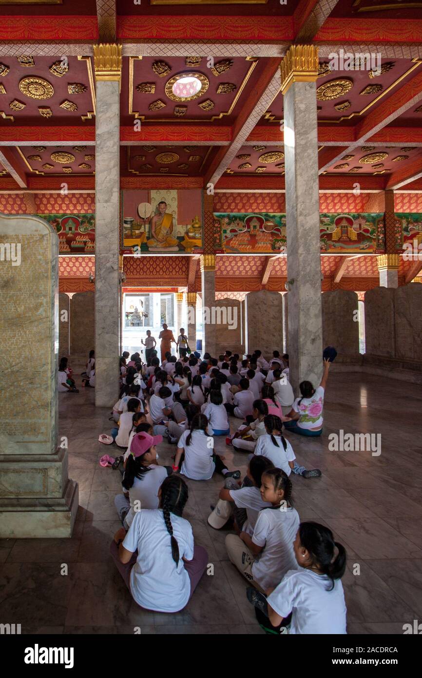 Bangkok, Thailand - November 18, 2015: Monk teaches children in the ...