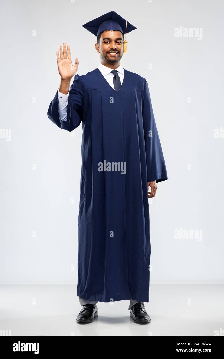 indian graduate student waving hand Stock Photo - Alamy