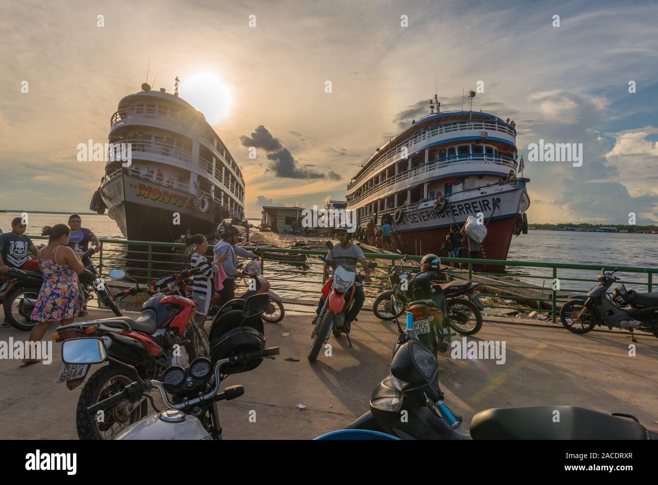 Vivid town of Tefé on Lake Tefé, Amazona River, Amazon State, Northern ...