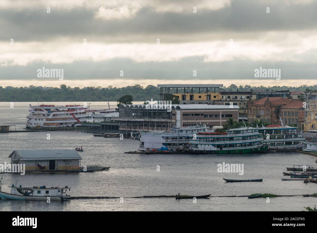 Vivid town of Tefé on Lake Tefé, Amazona River, Amazon State, Northern ...