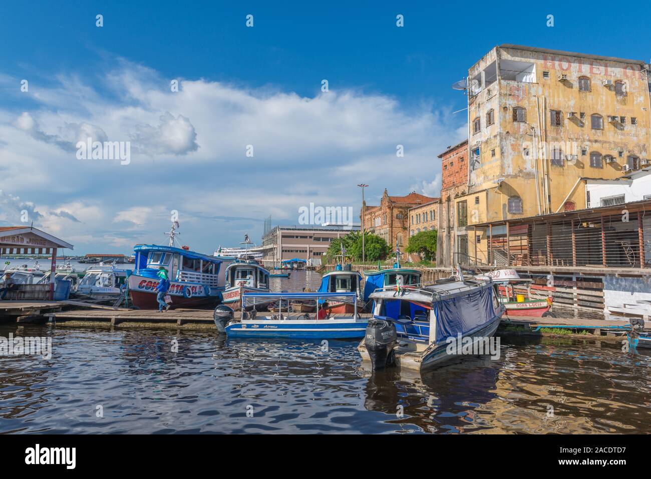 Vivid town of Tefé on Lake Tefé, Amazona River, Amazon State, Northern ...